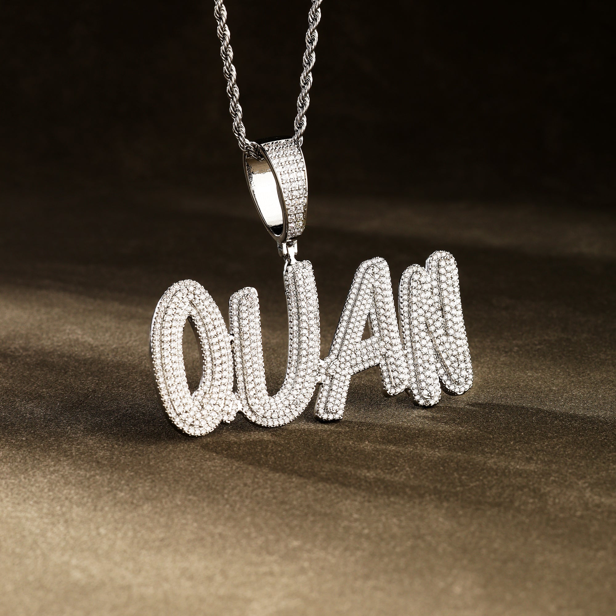 Custom Script Letter Pendant White Gold – iceyqueen