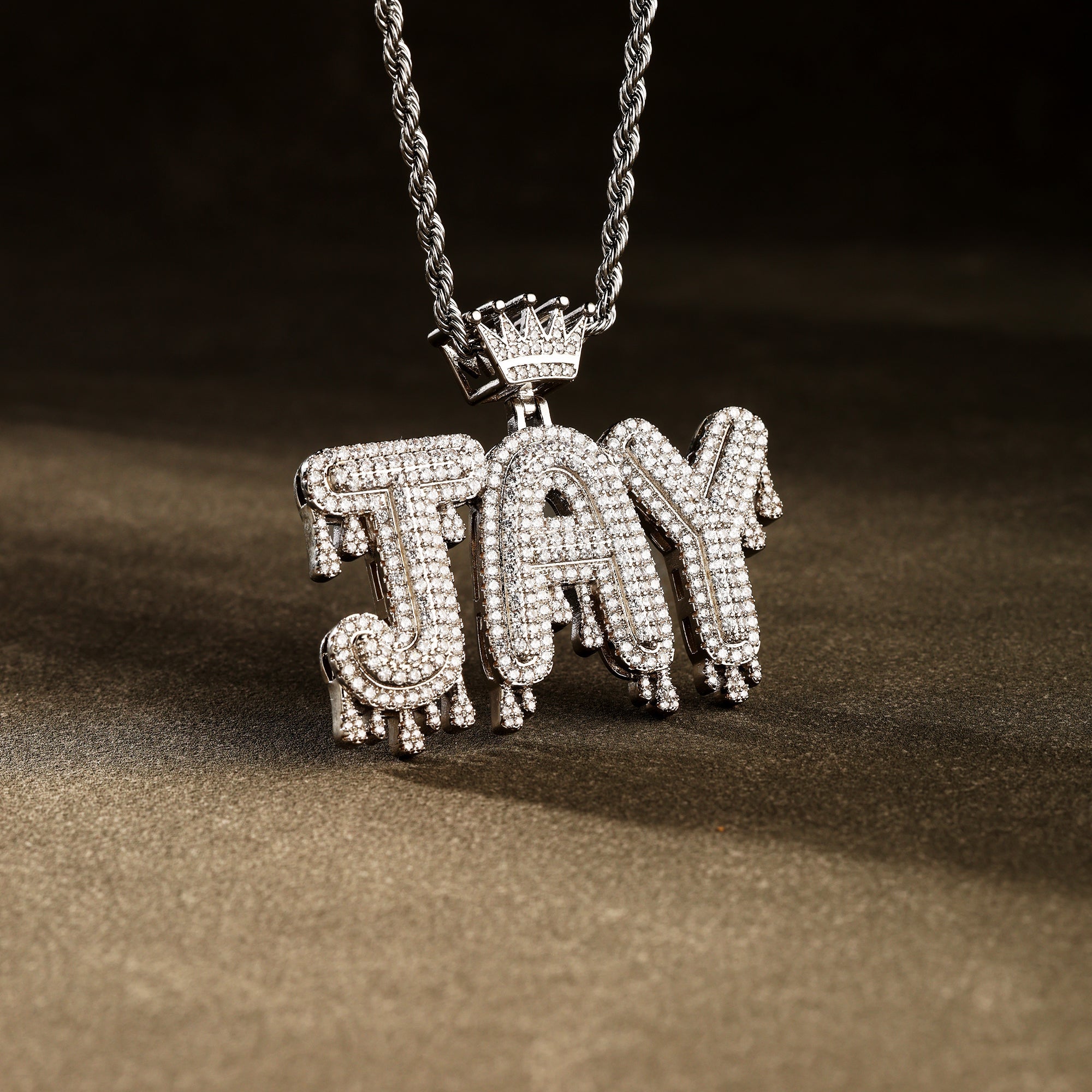 Custom Drip letter pendant White Gold – iceyqueen