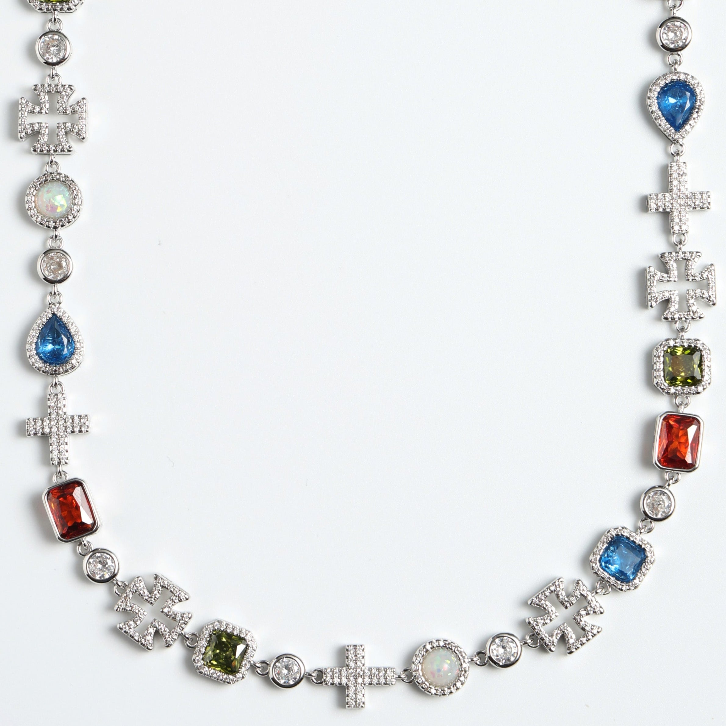 Multi Gemstone & Cross Necklace – iceyqueen