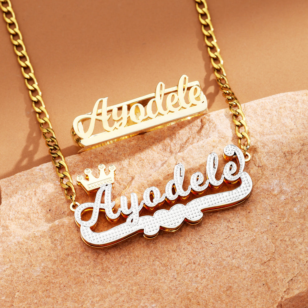Crown Custom Name Necklace and Ring Set – iceyqueen