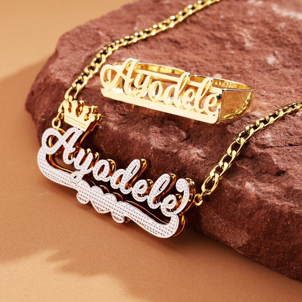 Crown Custom Name Necklace and Ring Set – iceyqueen