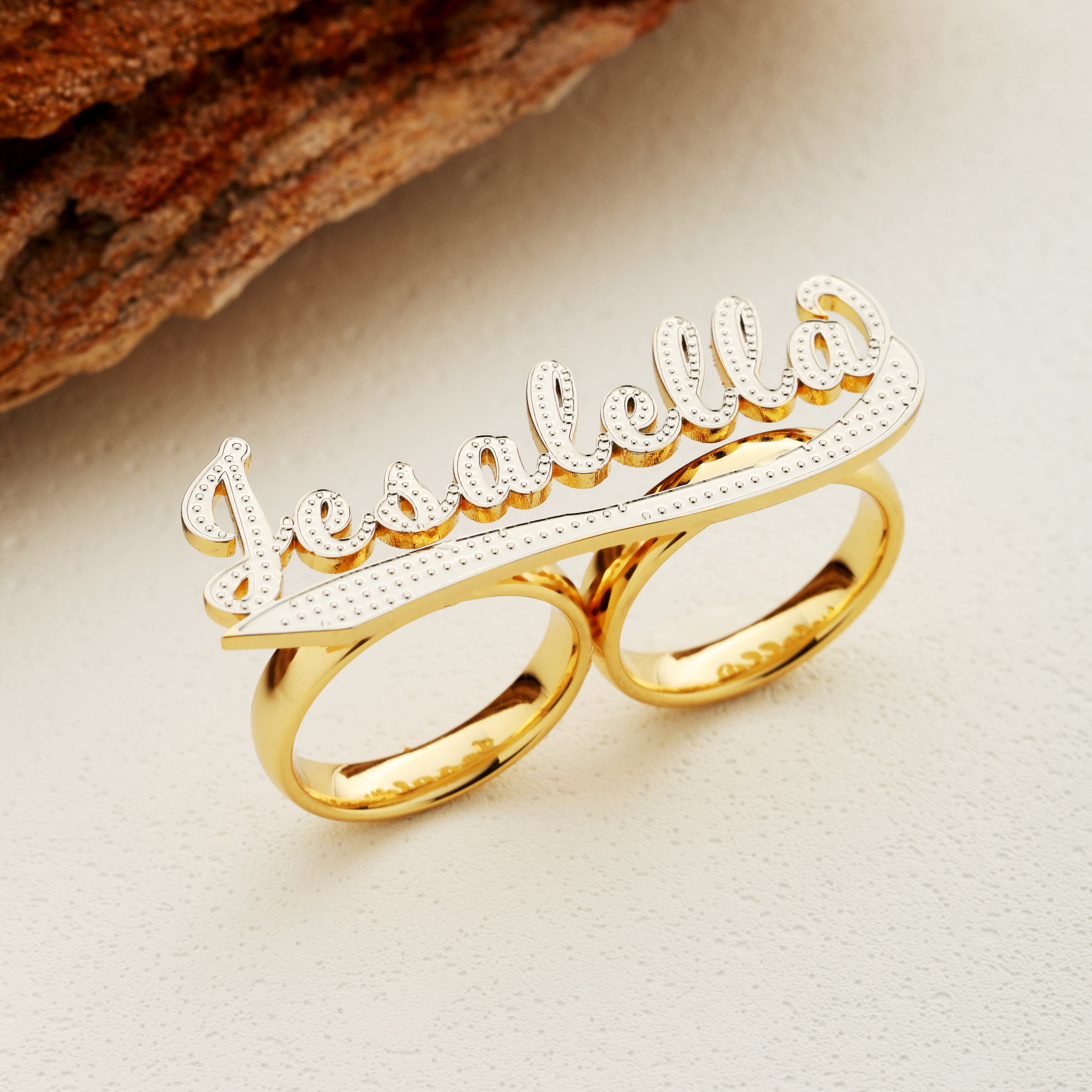 Custom Two-Finger Name Ring - Personalized Design – iceyqueen
