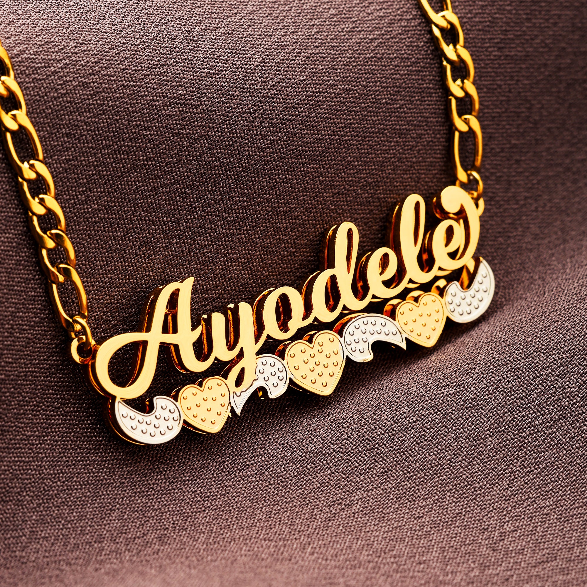 Double Plated Three Hearts Name Necklace – iceyqueen