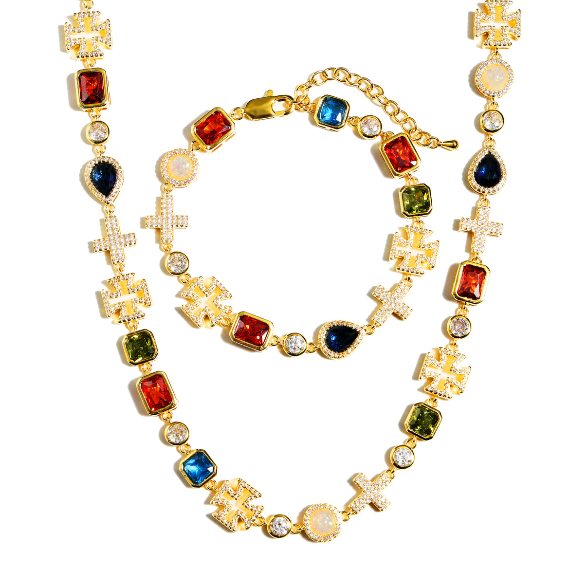 Multi Gemstone & Cross Set – iceyqueen