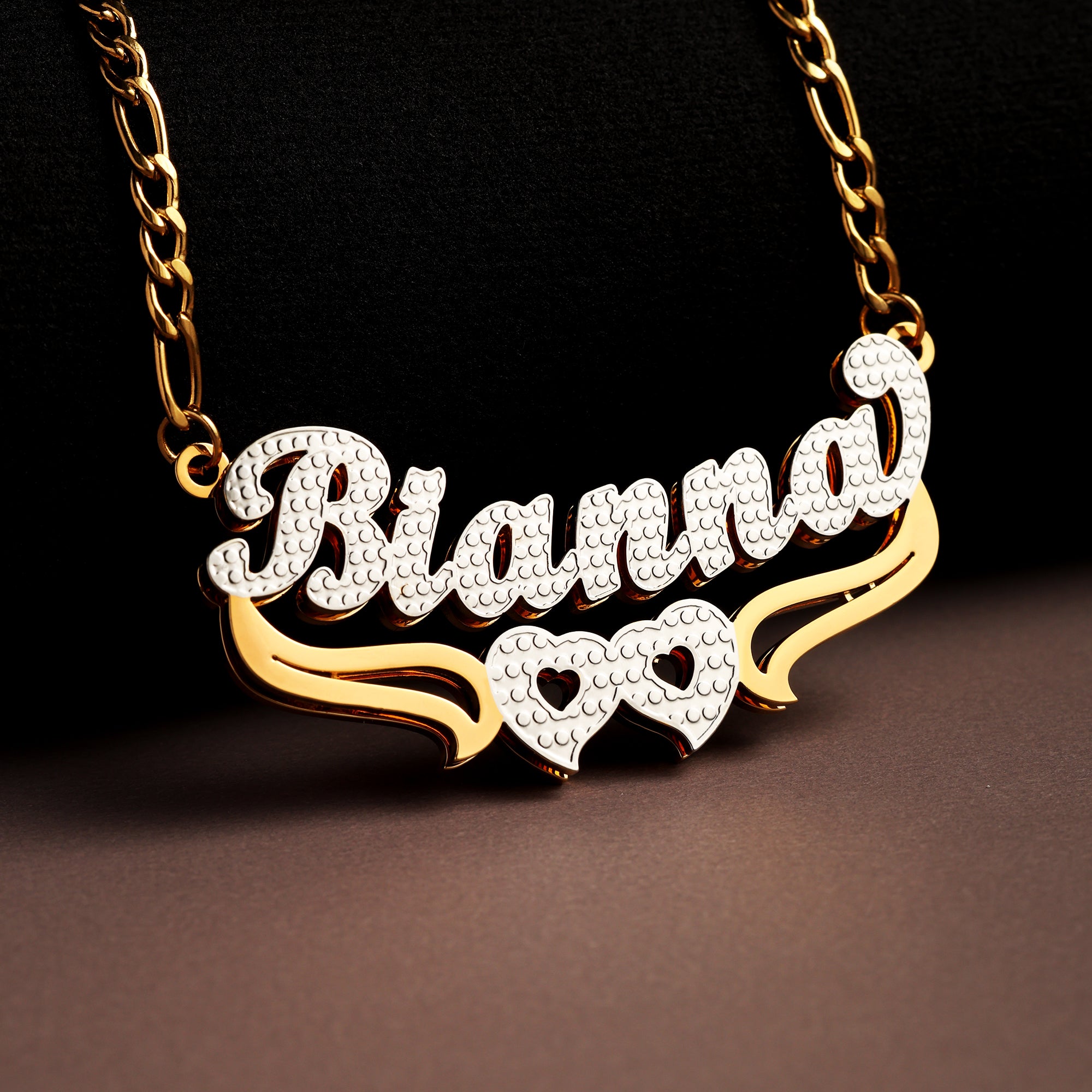 Double Plated Hearts Name Necklace – iceyqueen