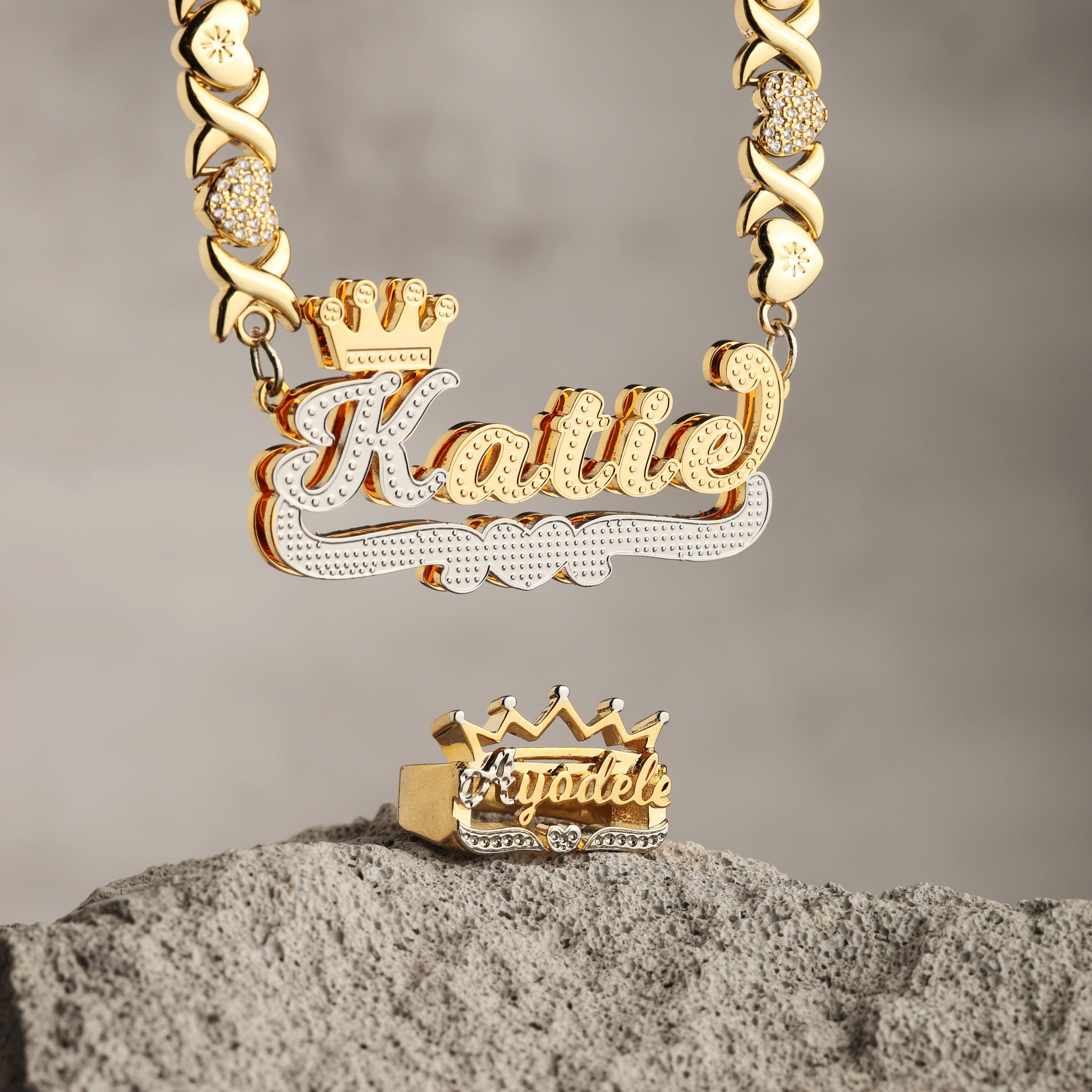 Crown Custom Name Ring and Necklace Set – iceyqueen