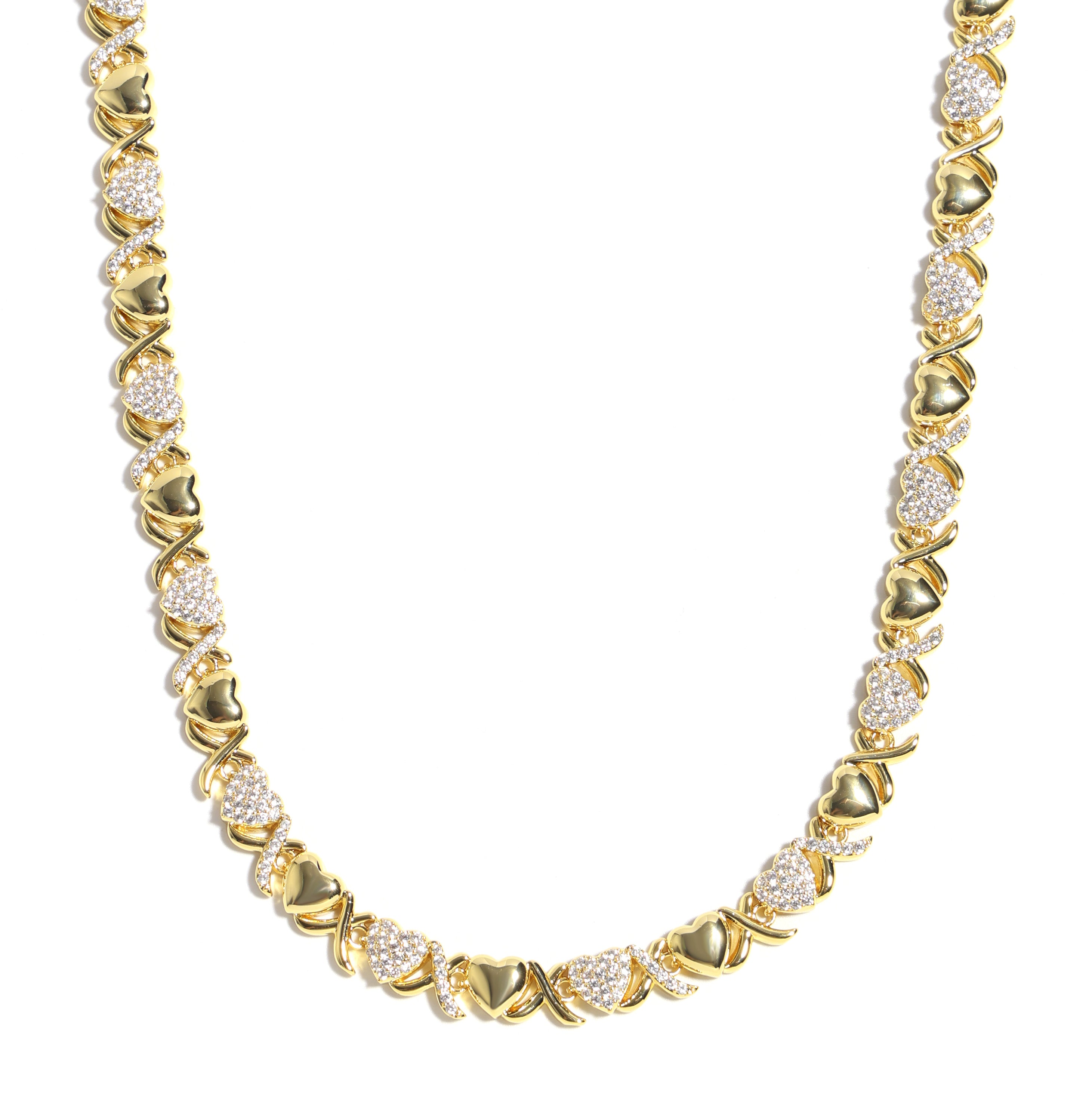 Gold XOXO Diamond Gemstone Necklace – iceyqueen
