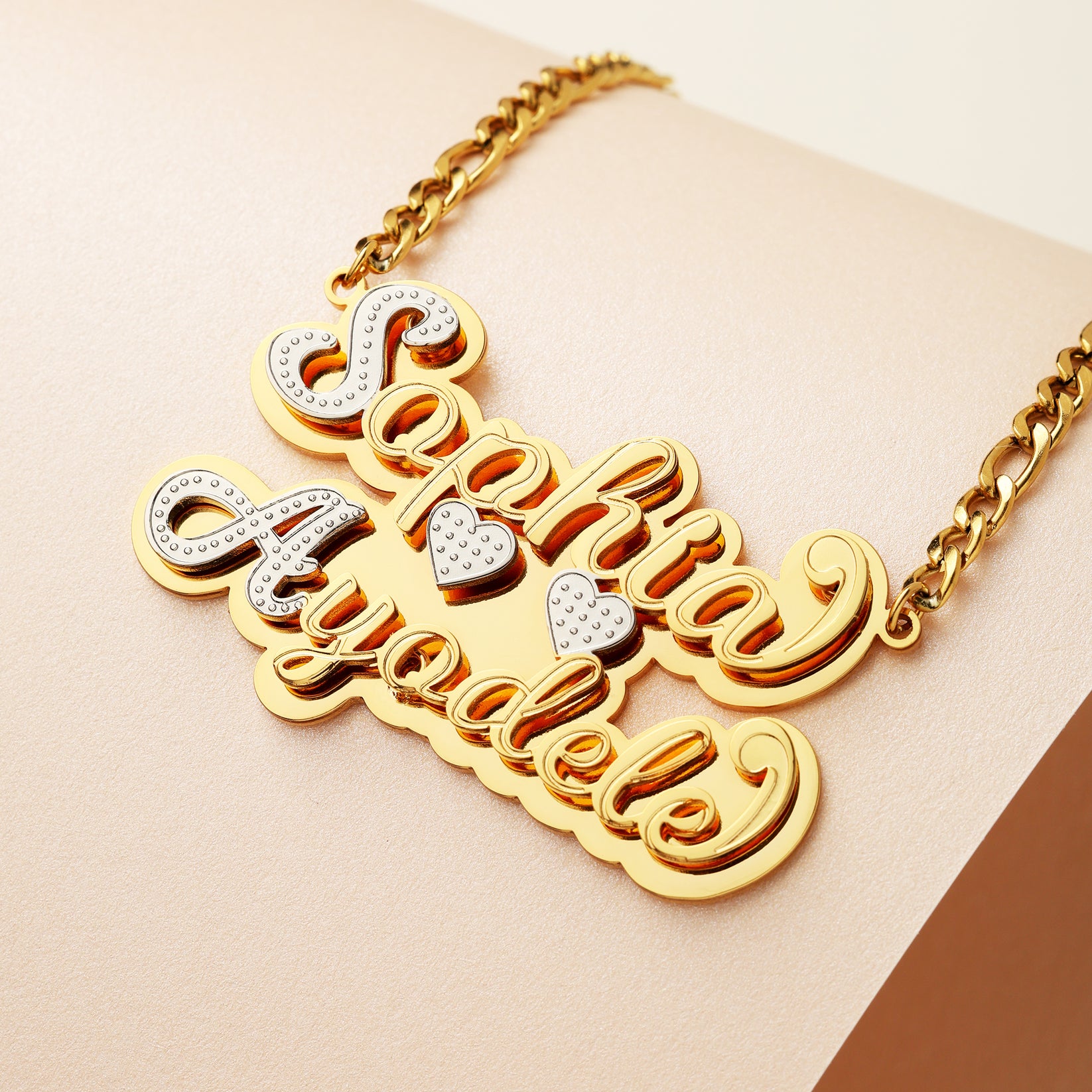 Double Name Double Heart Necklace – iceyqueen
