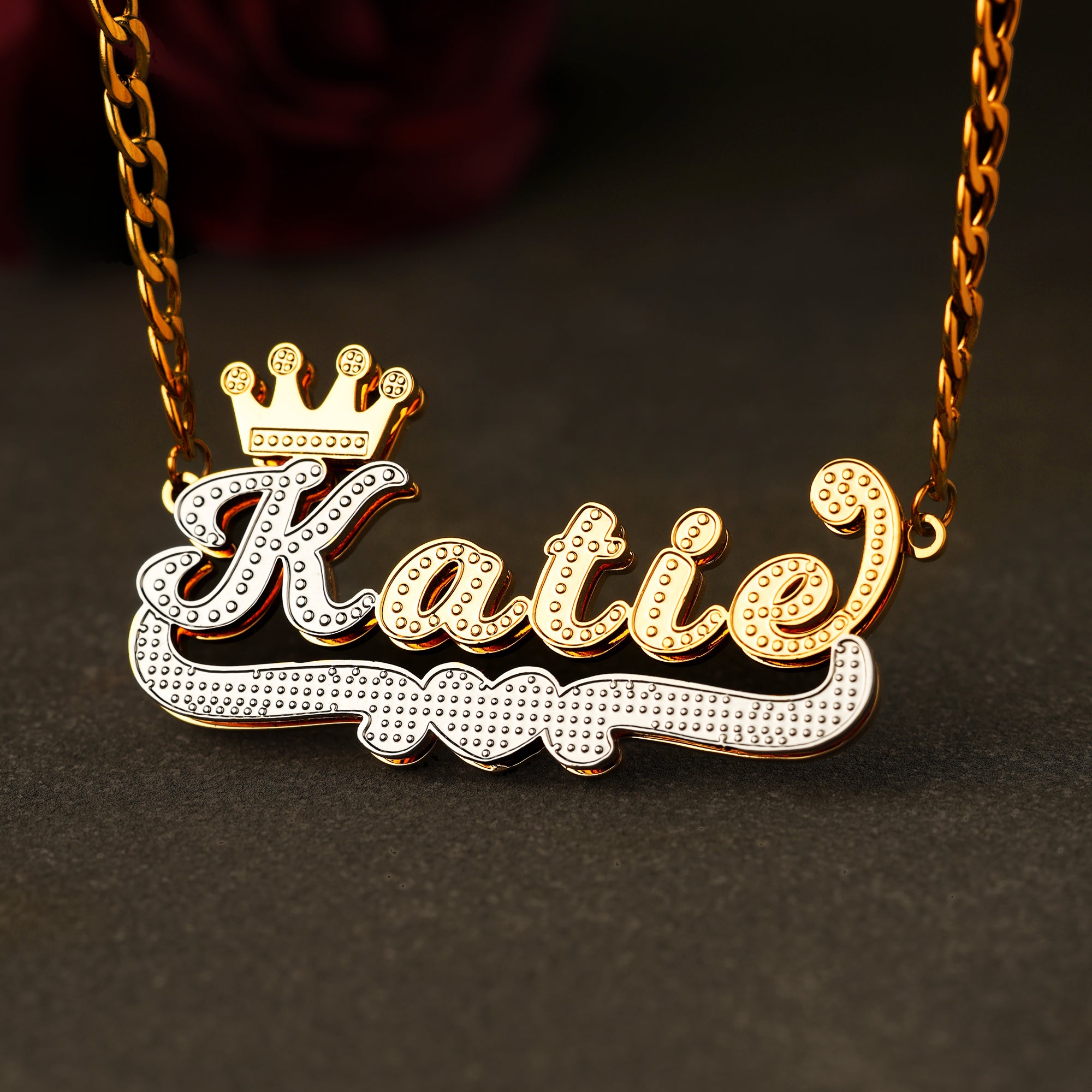 Double Plated Hearts Royal Name Necklace – iceyqueen